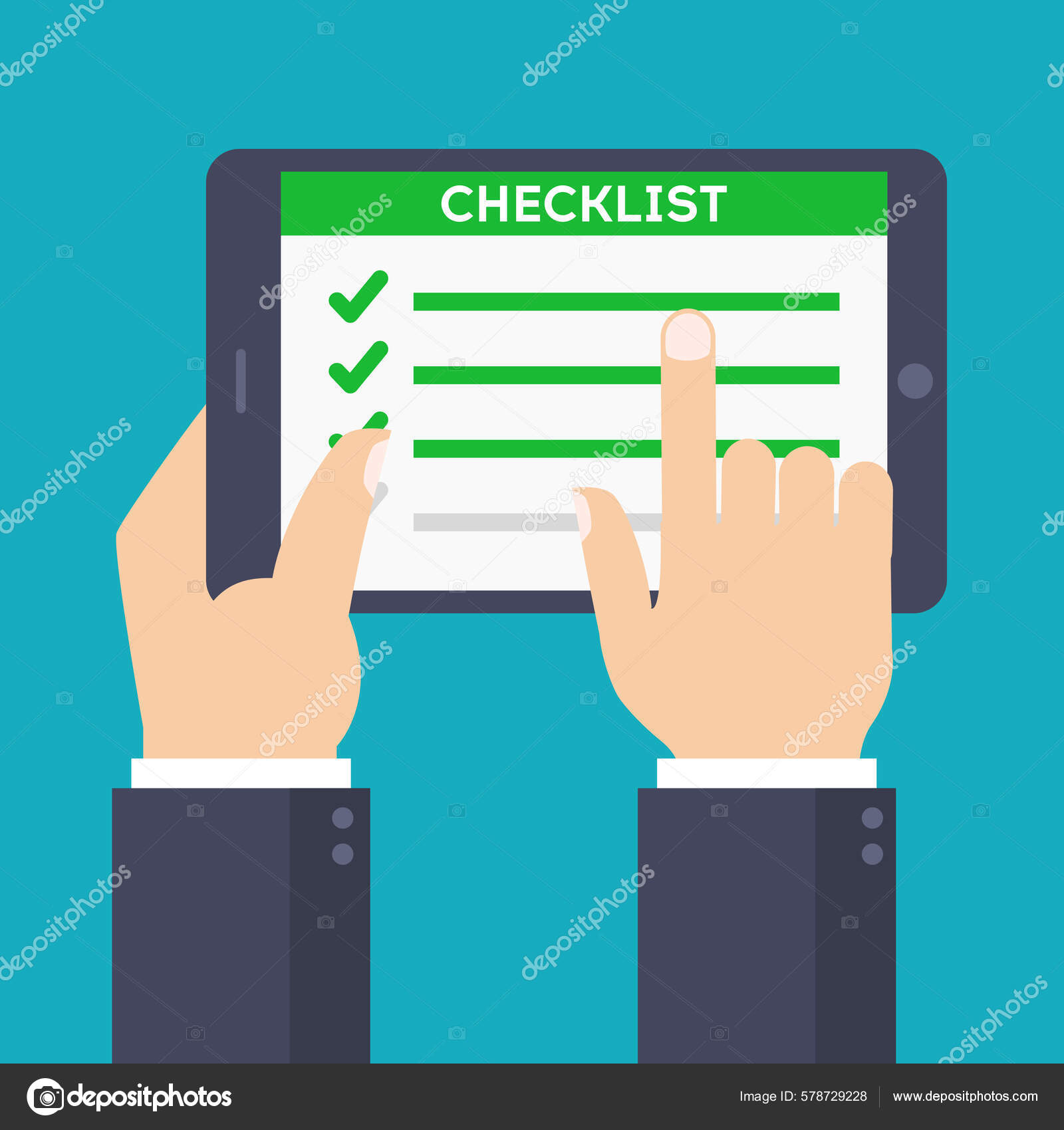 Tablet Checklist Hands Holding Tablet Done Task List Finish Project ...