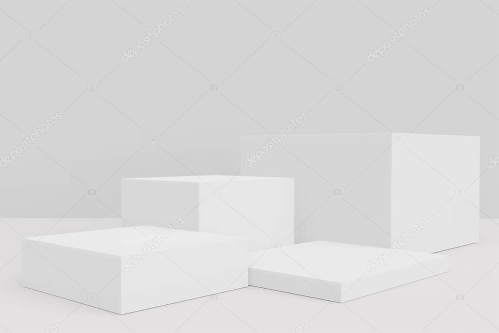 Exhibición blanca del pedestal con concepto del soporte de la caja ...