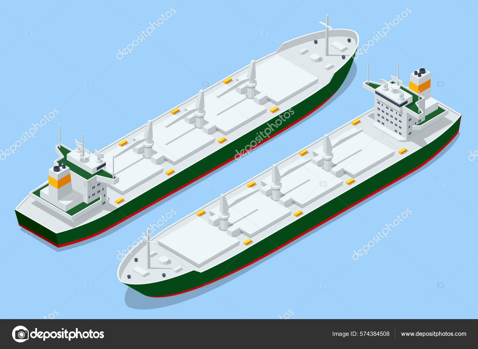 Isometric Bulk Carrier Ship Bulk Freighter Travels Import Export Wheat ...