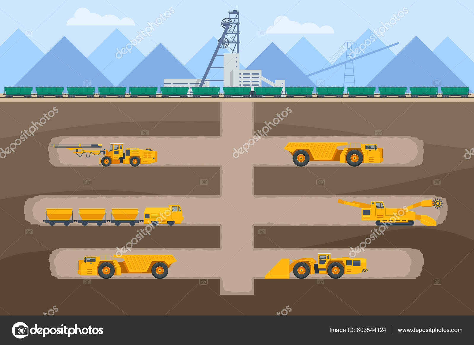 Isometric Construction Underground Open Pit Mining Quarry Factories ... Isometric Construction Underground Open Pit Mining Quarry Factories ...
