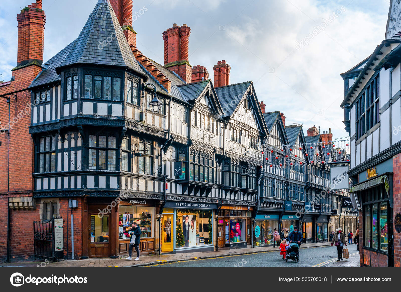 Chester Cheshire December 2021 Street View Rows Shops Historic Town ...