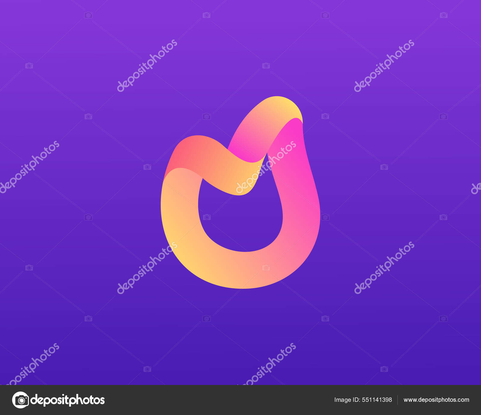 Abstract bright gradient fire logo concept. 3d colorful flame, bonfire ...