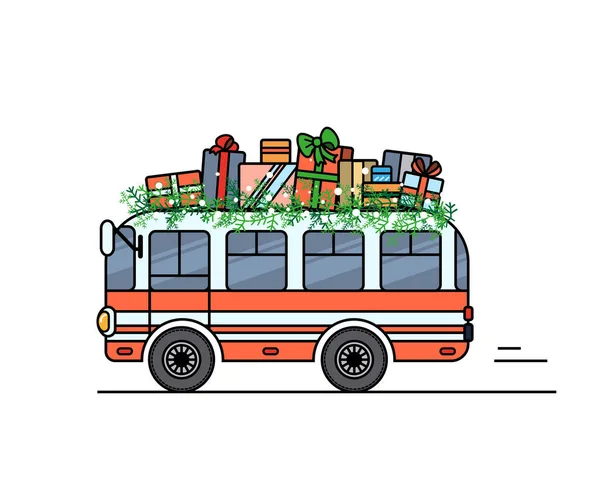 Merry christmas bus, Royalty-free Merry christmas bus Vector Images ...