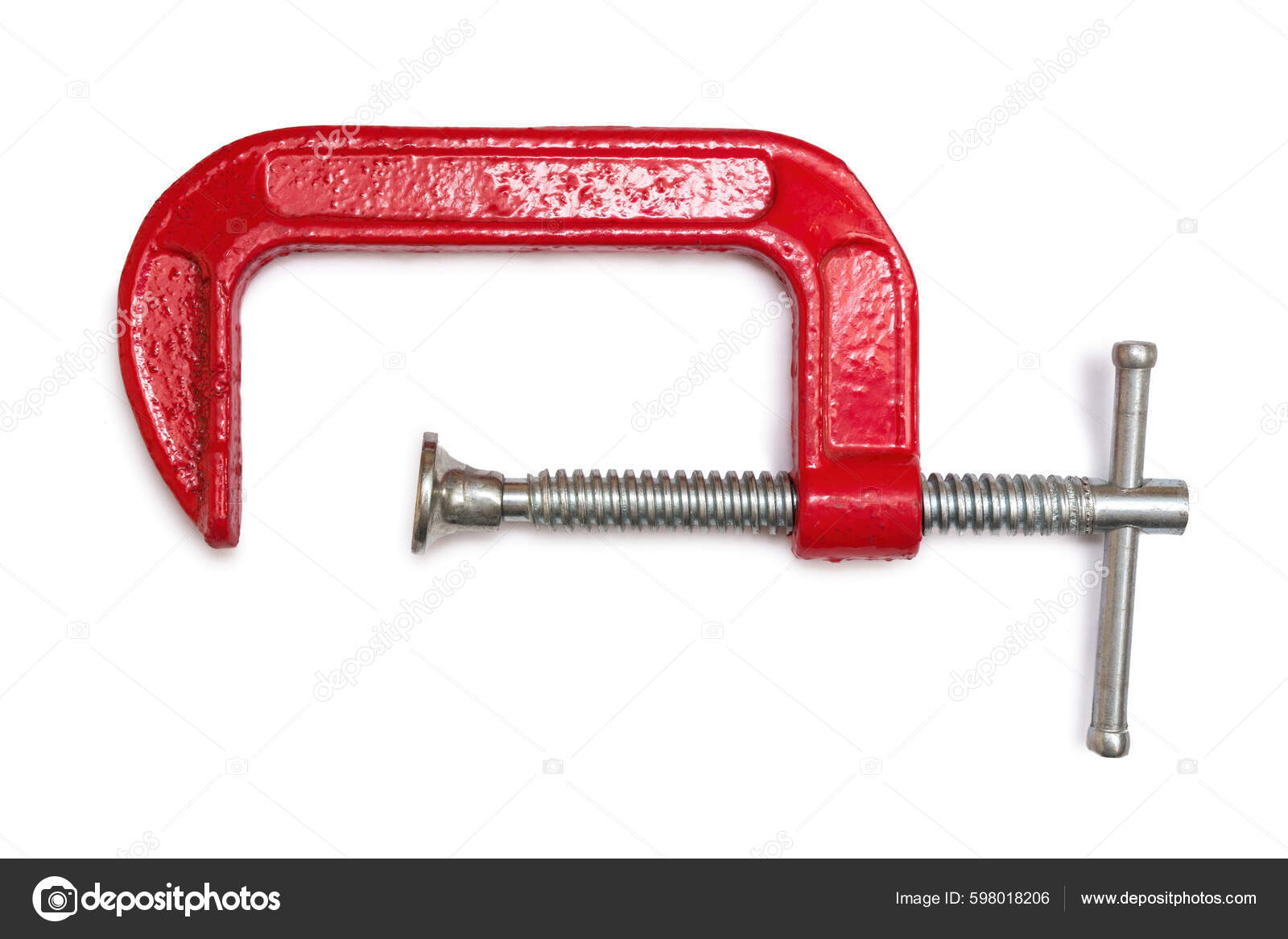 Red Steel Clamp Tool Isolated White Background — Foto de stock ...