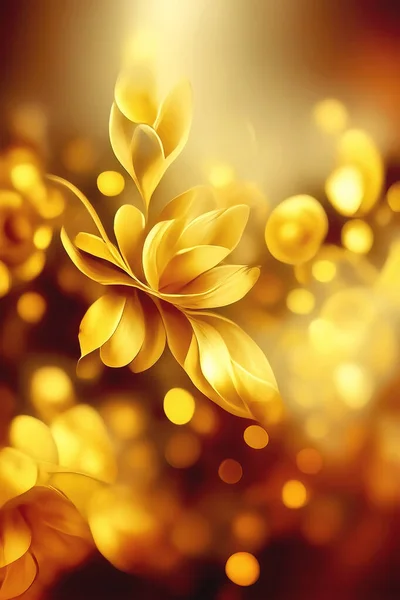 Gold Color Flower Wallpaper