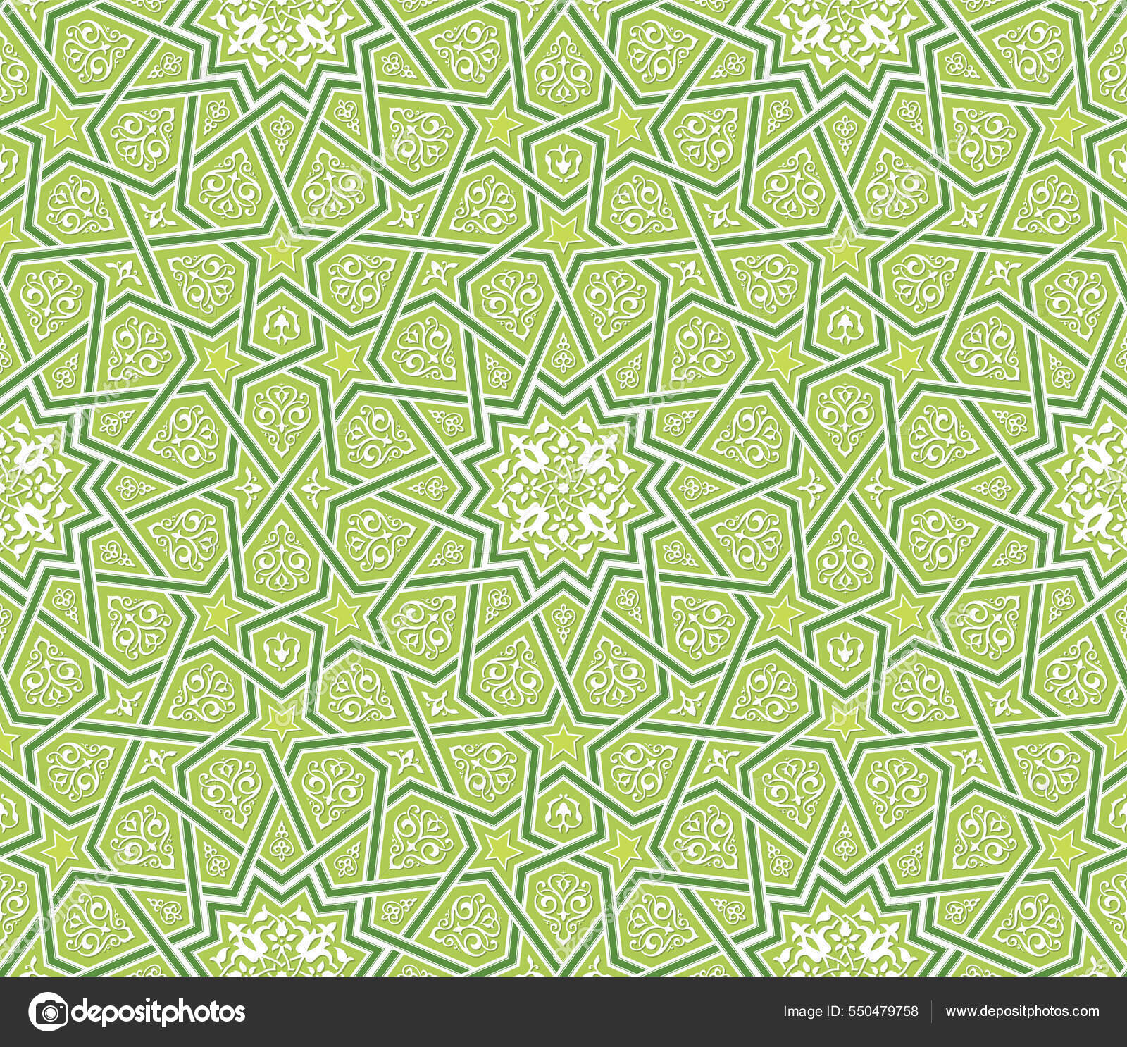 Arabesque Star Ornament Green Background Vector Illustration Stock ...