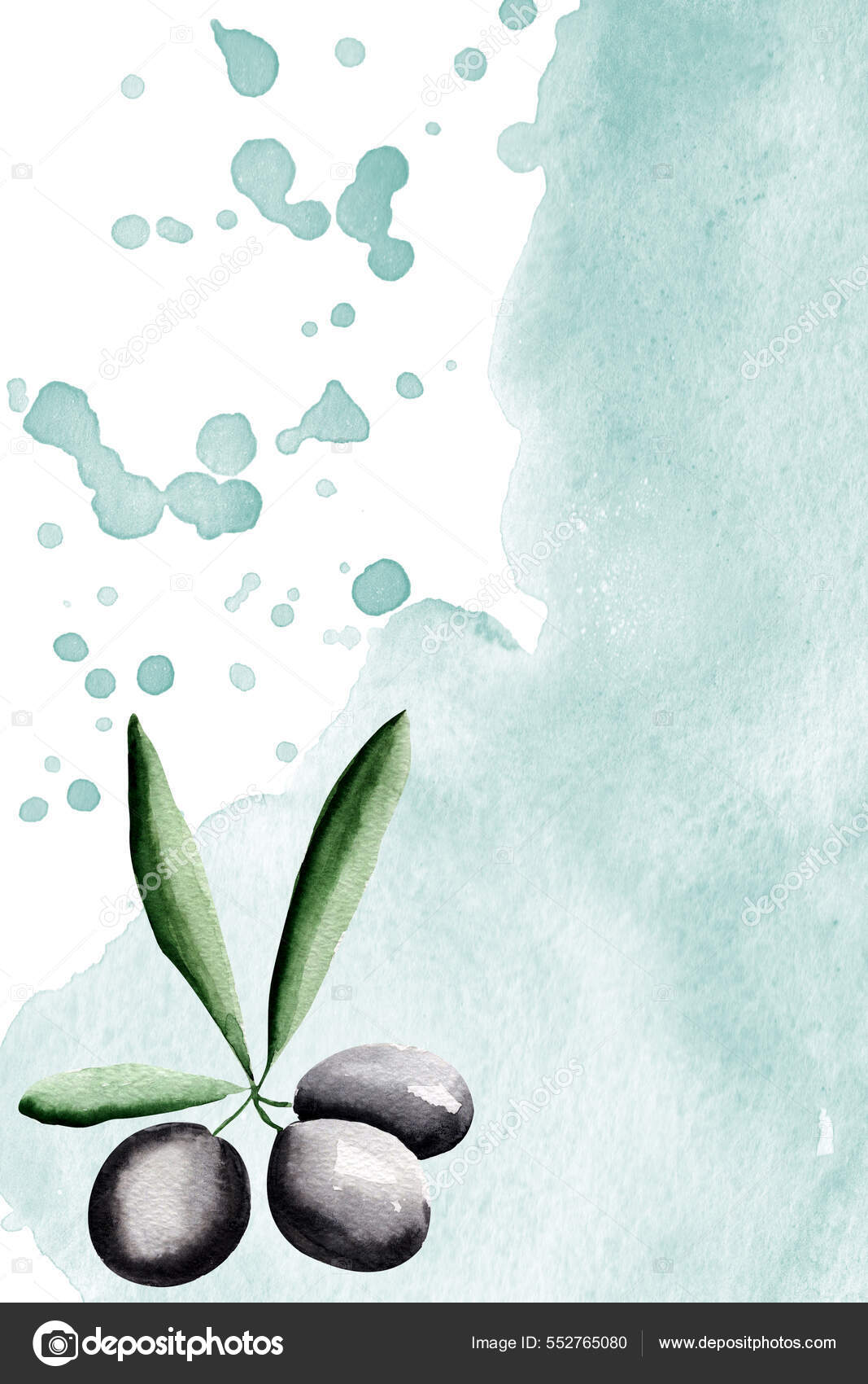 Black Olives Blue Watercolor Background Template Decorating Designs ...