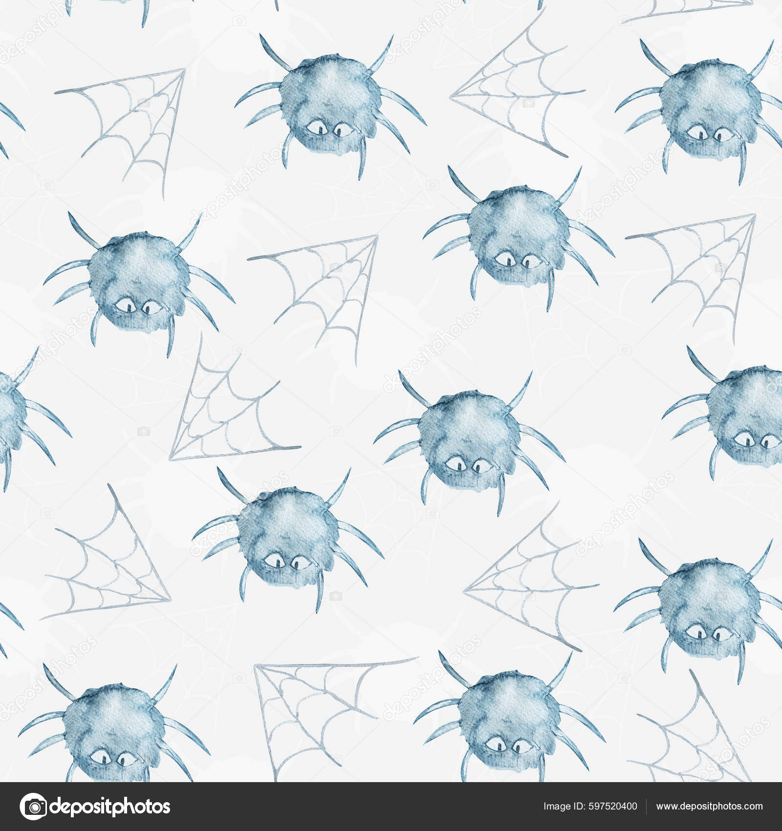 Spider Cobweb Watercolor Seamless Pattern Template Decorating Designs ...
