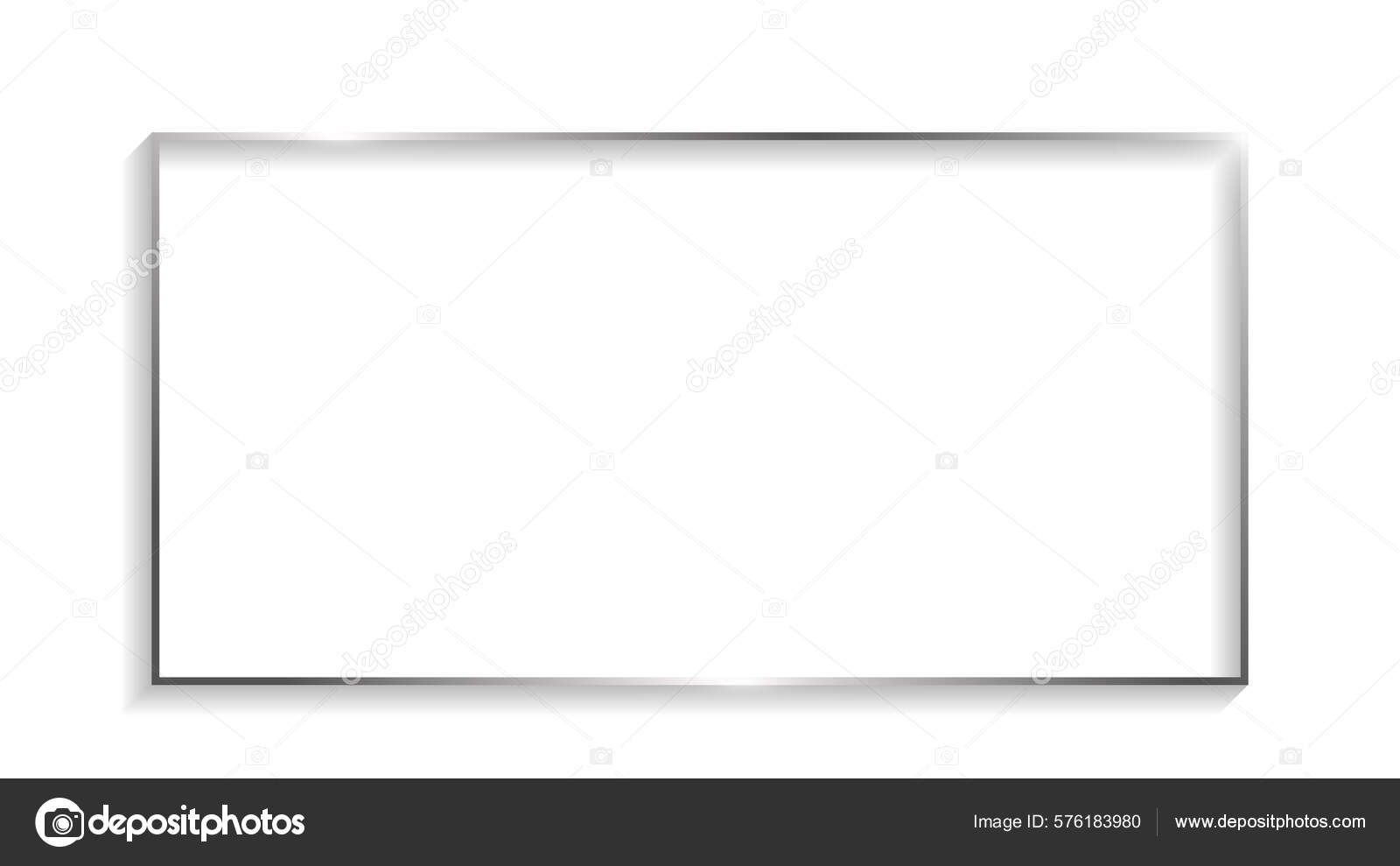 Silver Rectangle Frame Shadows Highlights Isolated White Background ...