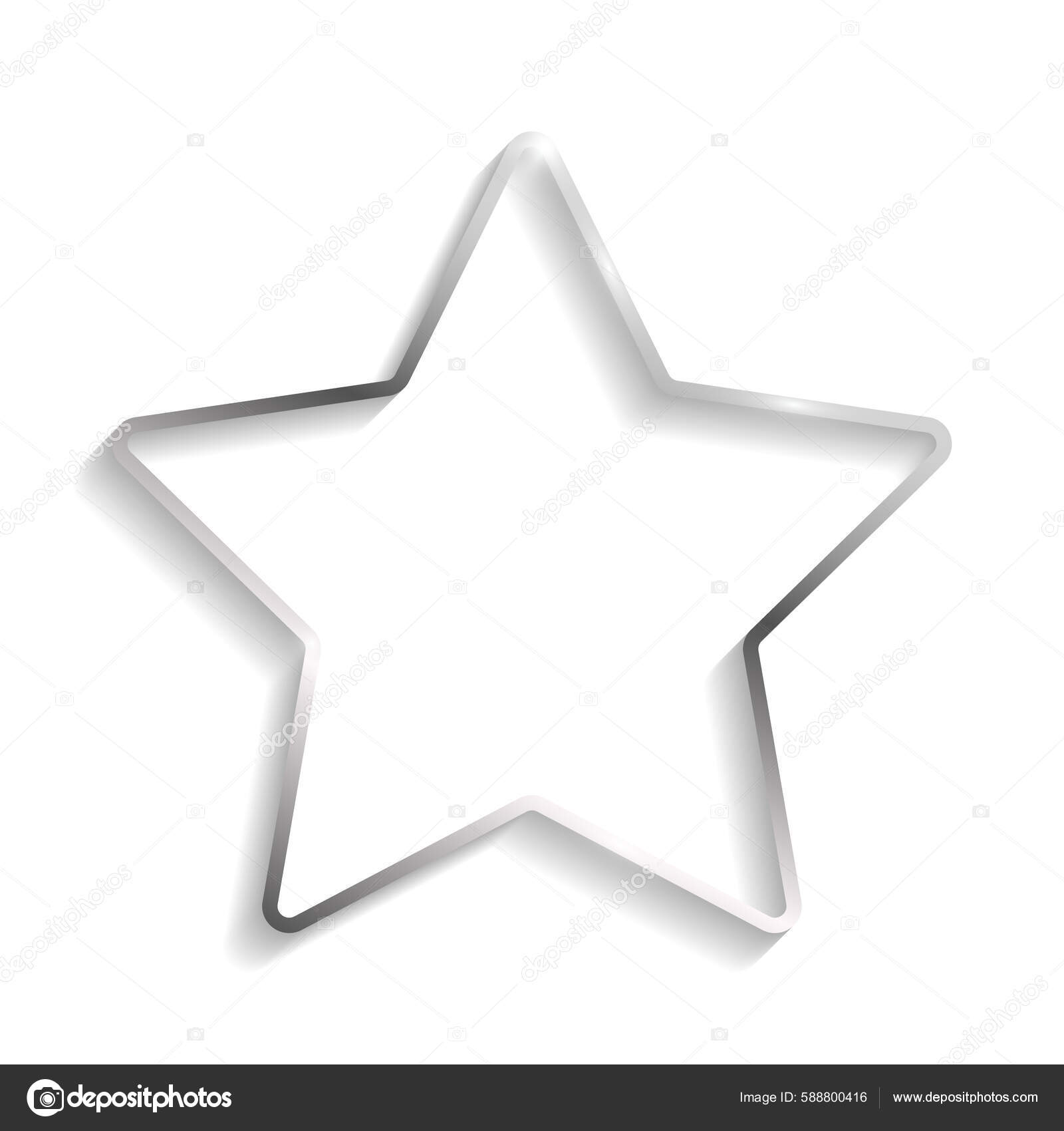 Silver Star Shaped Frame Shadows Highlights Isolated White Background ...