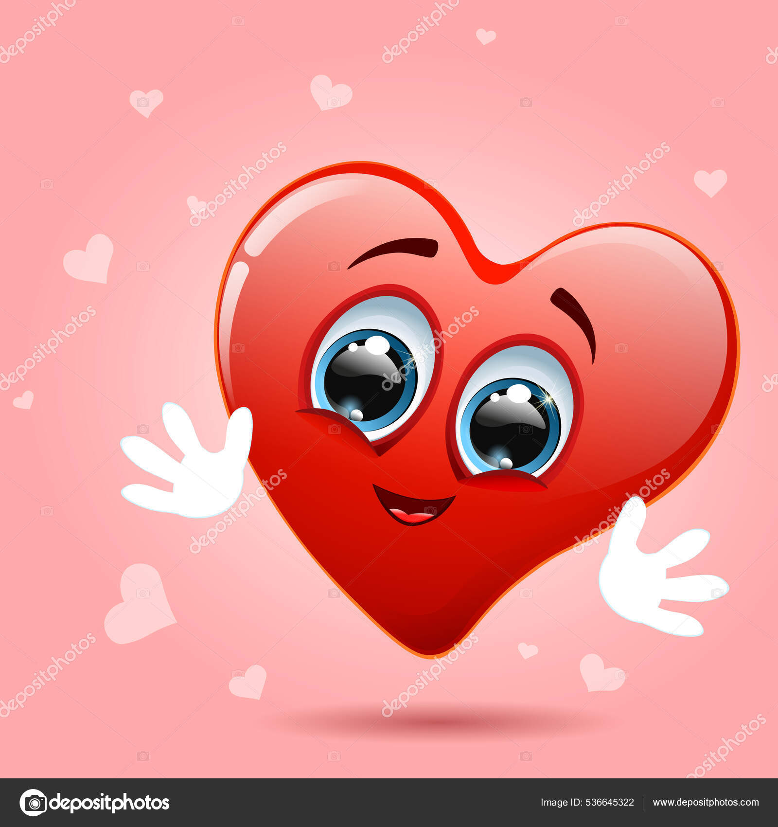 Lindo Dibujo Animado Corazón Con Los Brazos Abiertos Sobre Fondo ...