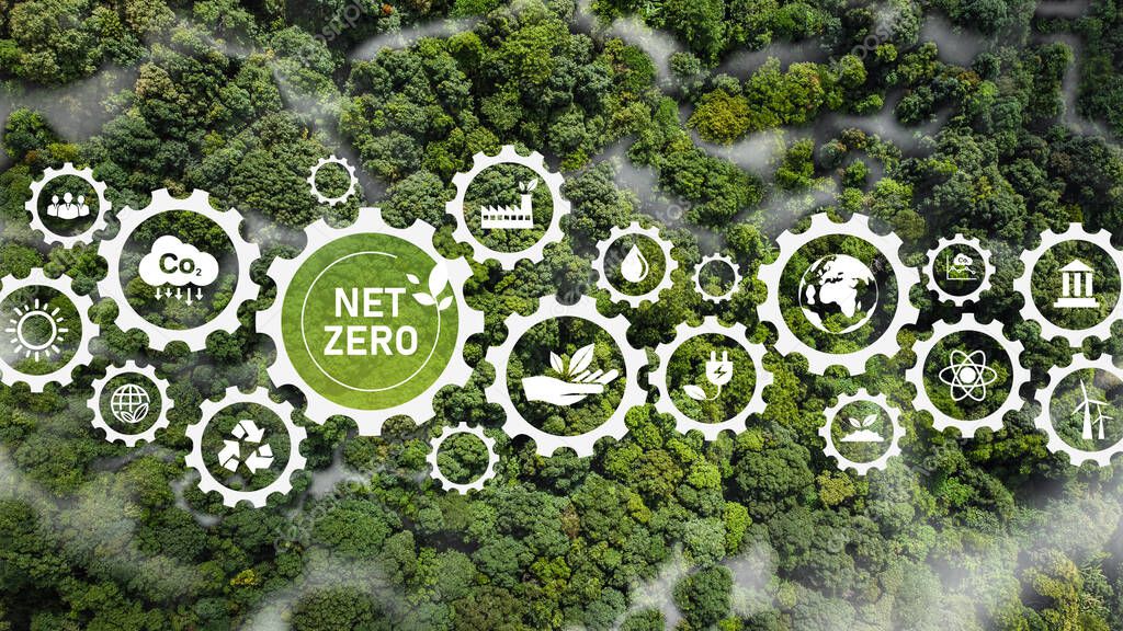 Net Zero, un concepto que demuestra un objetivo neto de cero emisiones ...