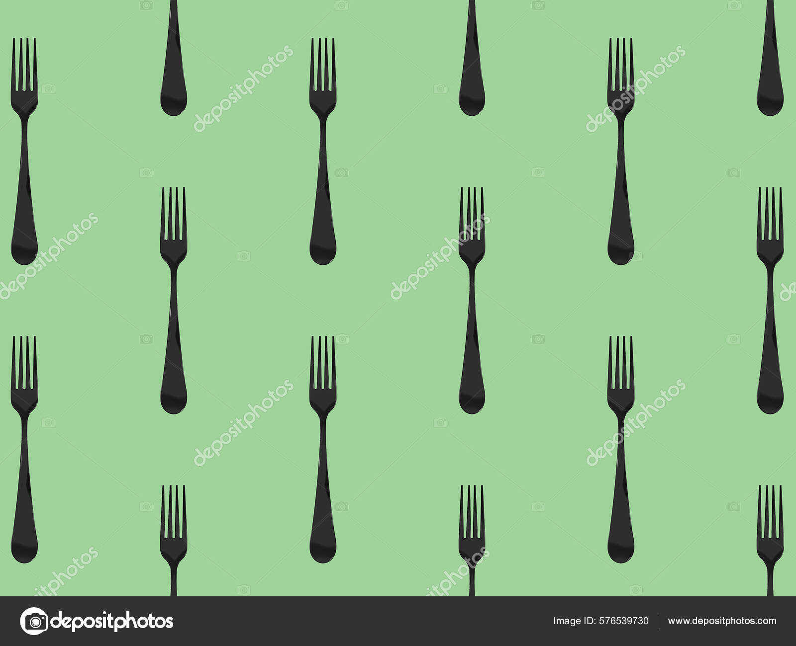 Pattern Fork Top View Yellow Green Background Template Applying Surface ...