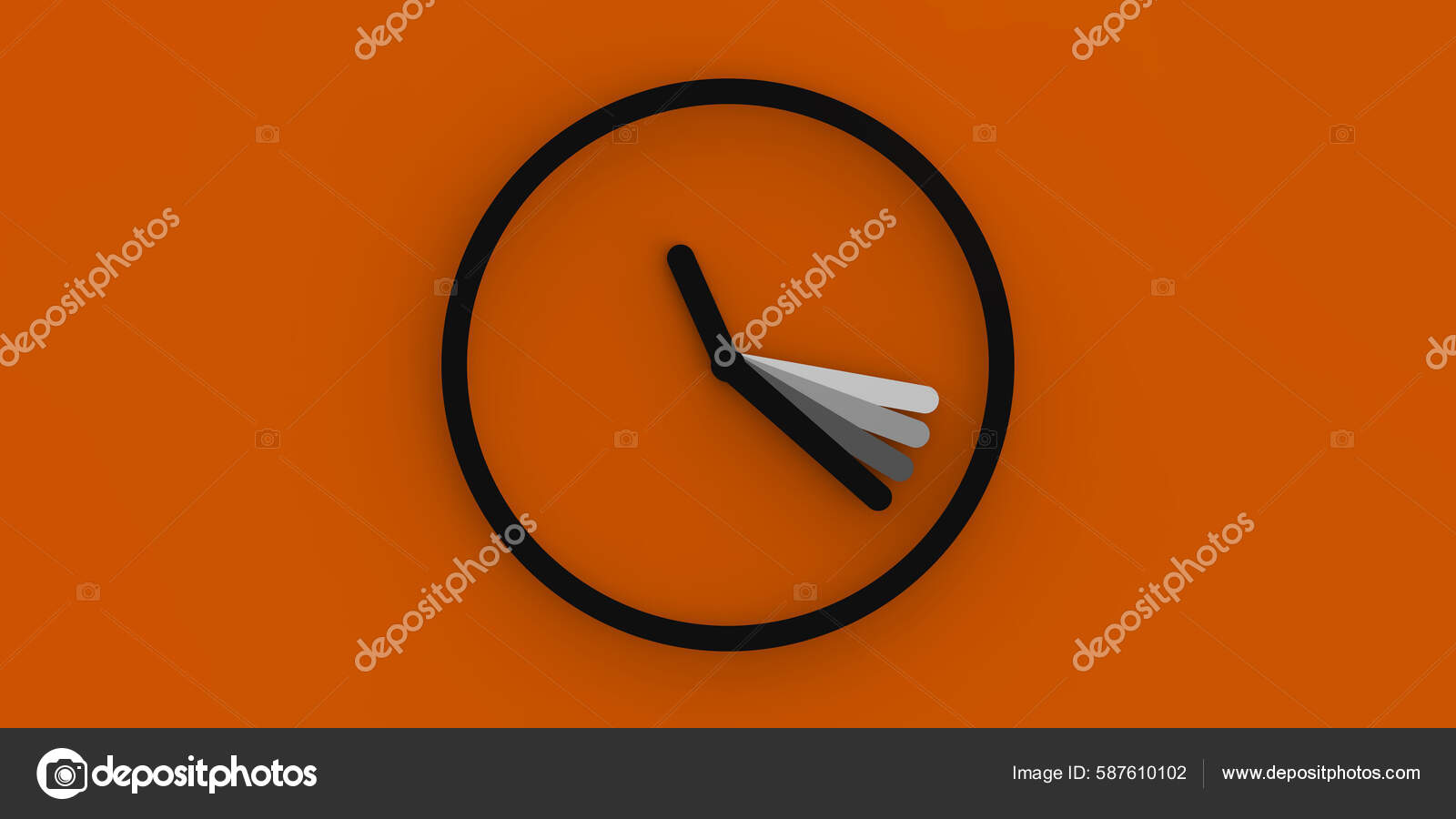 Black Clock Running Minute Hand Orange Background Time Symbol Life ...