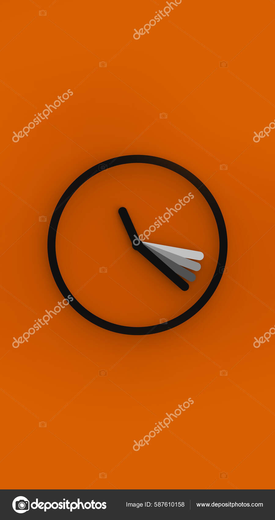 Black Clock Running Minute Hand Orange Background Time Symbol Life ...