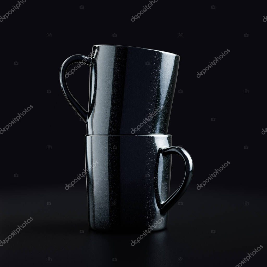 Tazas de café apiladas una encima de la otra. Material metálico ...