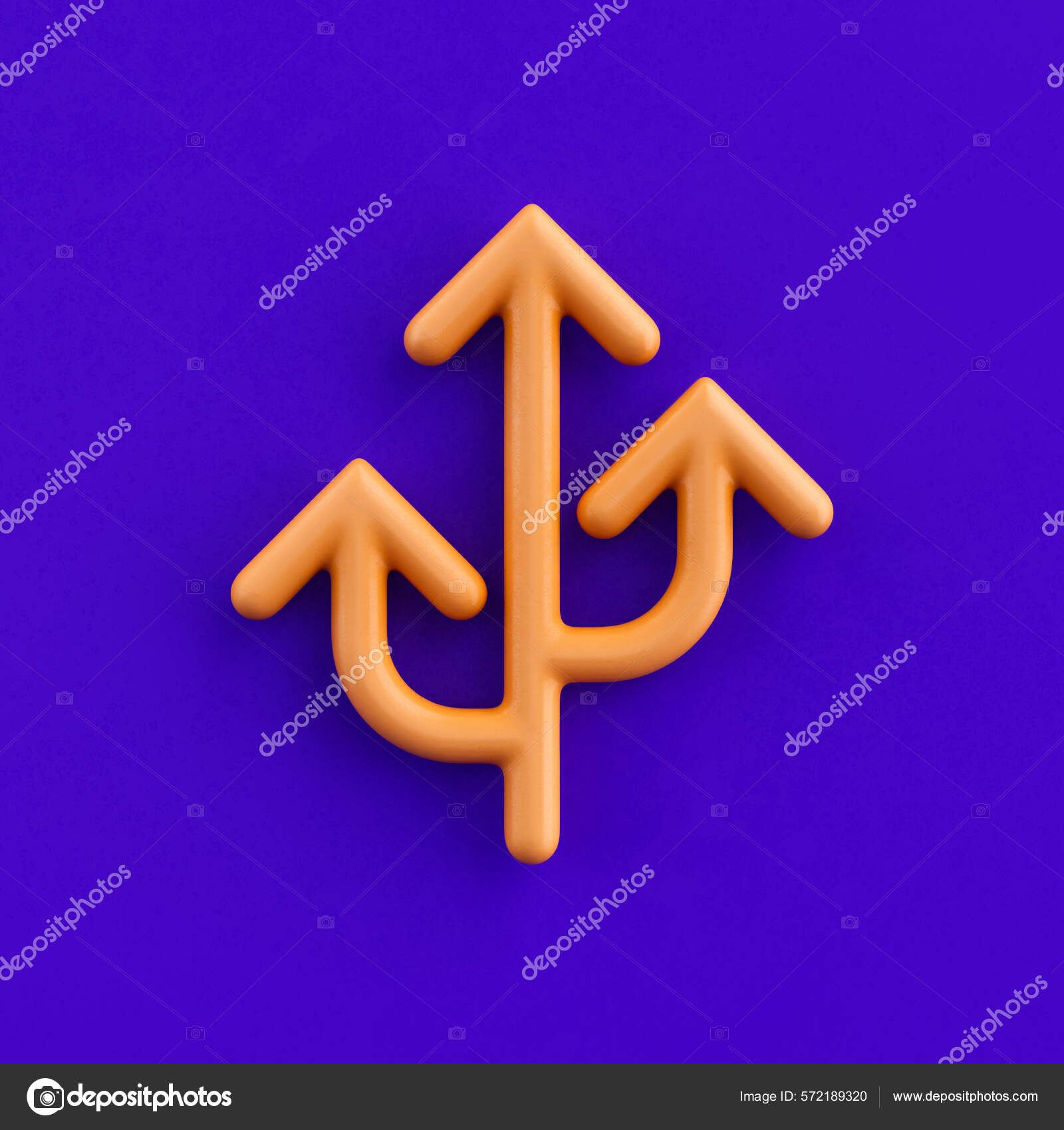 Icon Fork Outline Yellow Arrow Icon Direction Symbol Rendering Wire ...