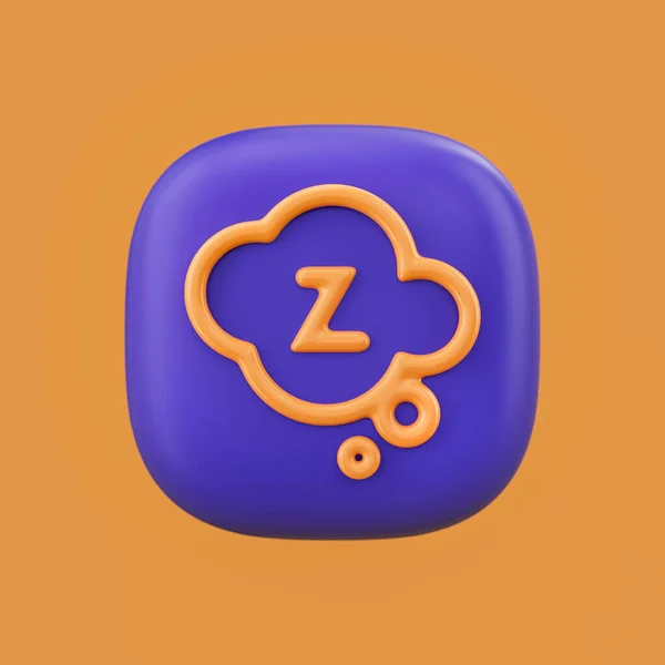 Emotion icon, sleep 3D icon on a rounded button shape, outline emoji ...