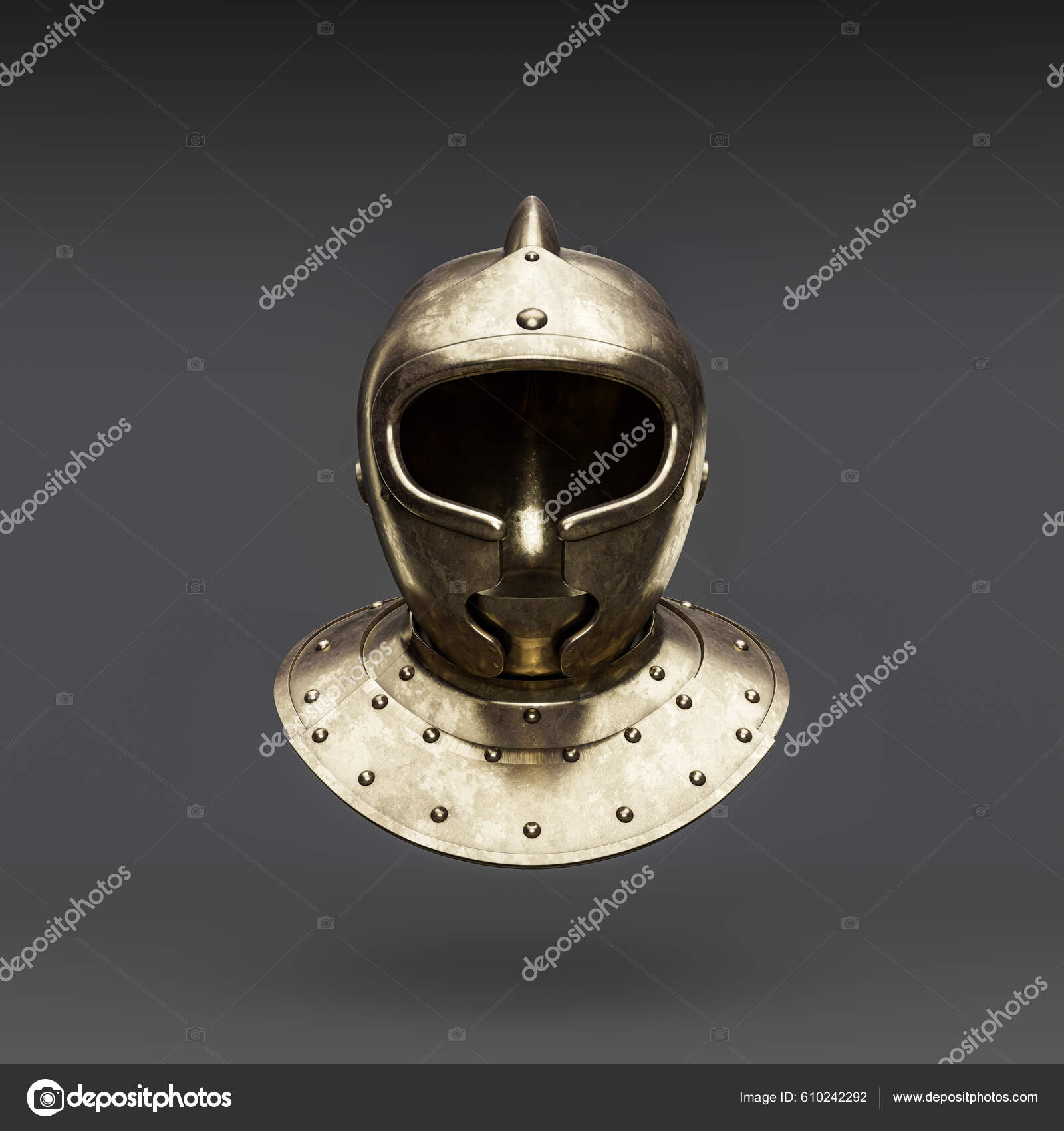 Medieval Helmets Front View