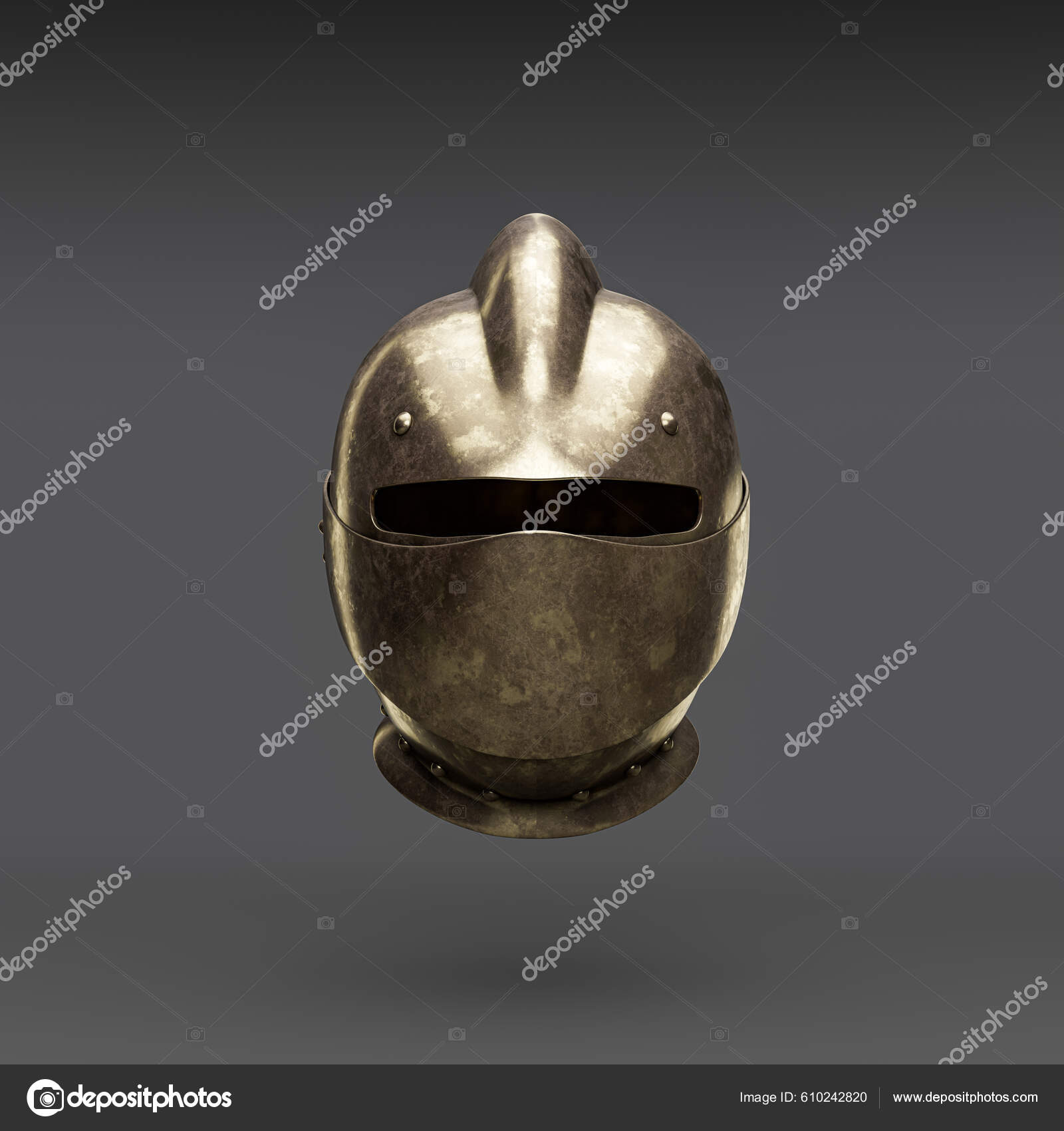 Medieval Helmets Front View