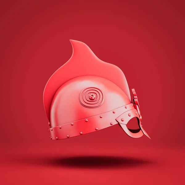 Isolated Single Medieval Knight Helmet Monochrome Single Color Red ...