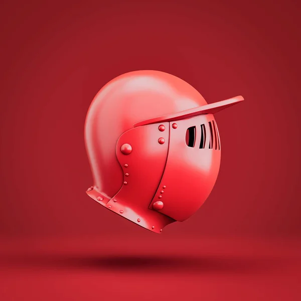Isolated Single Medieval Knight Helmet Monochrome Single Color Red ...