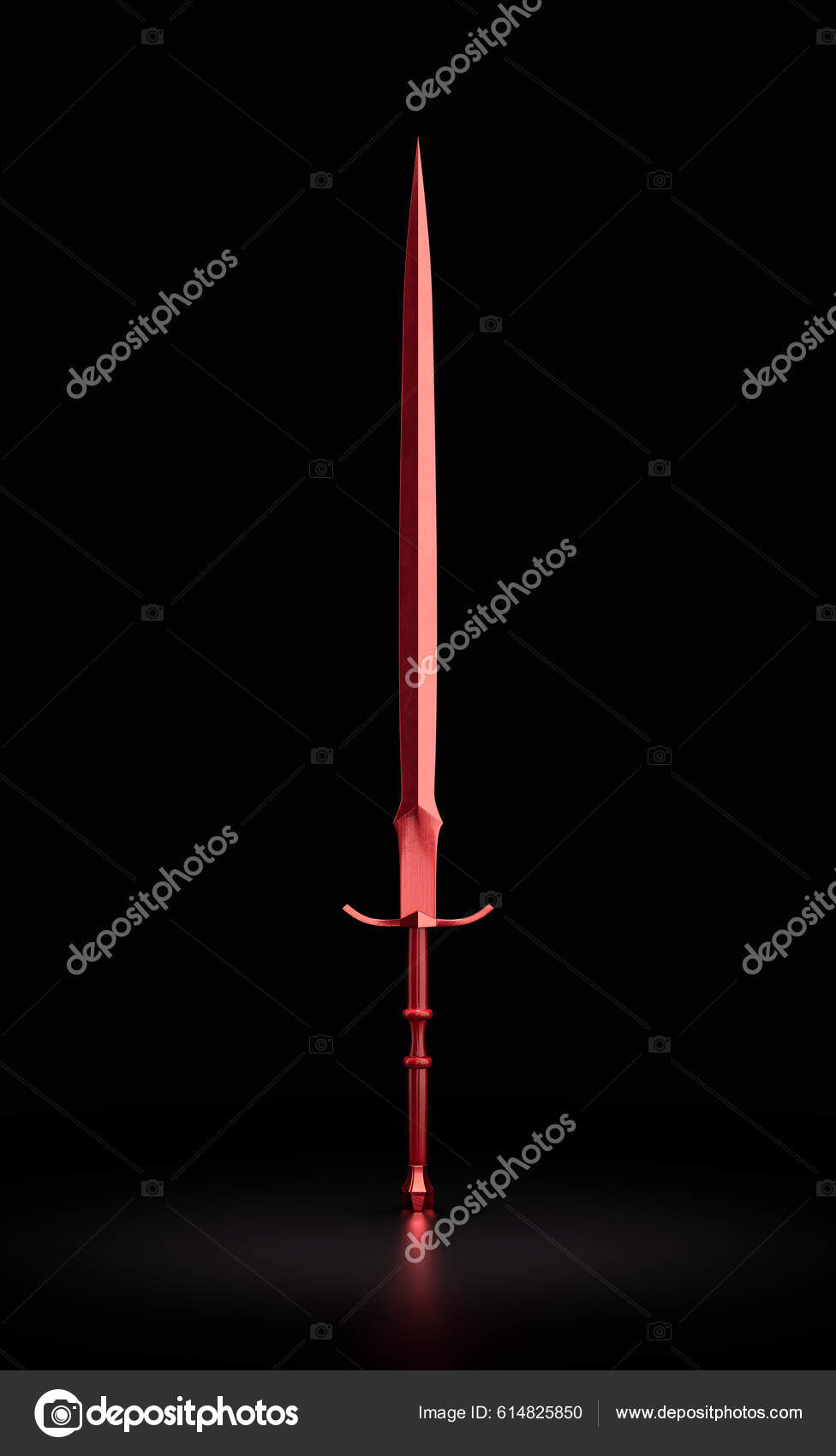 Shiny Red Metal Sword Crimson Knight Sword Ancient Fantasy Game Stock ...