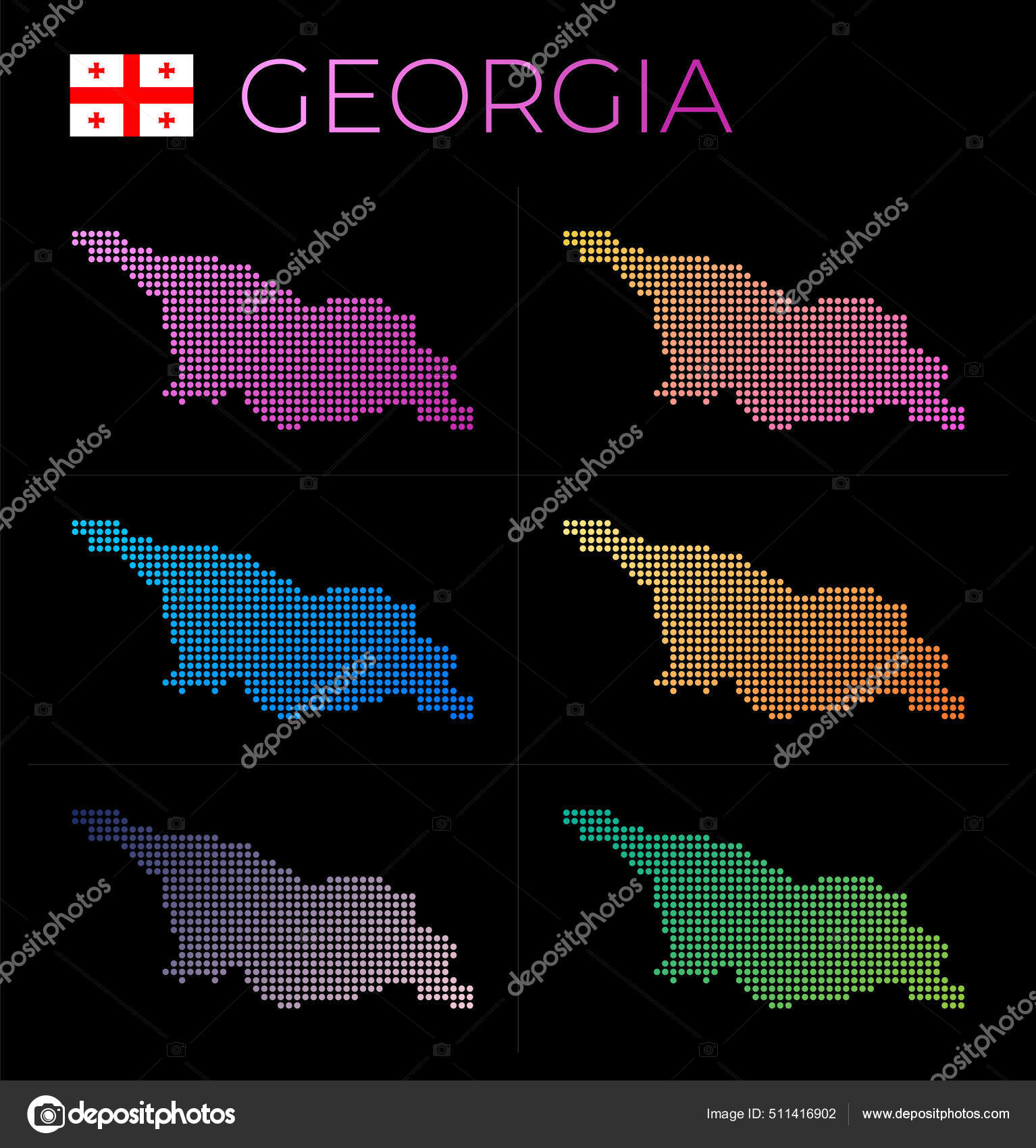 Georgia dotted map set Map of Georgia in dotted style Borders of the ...