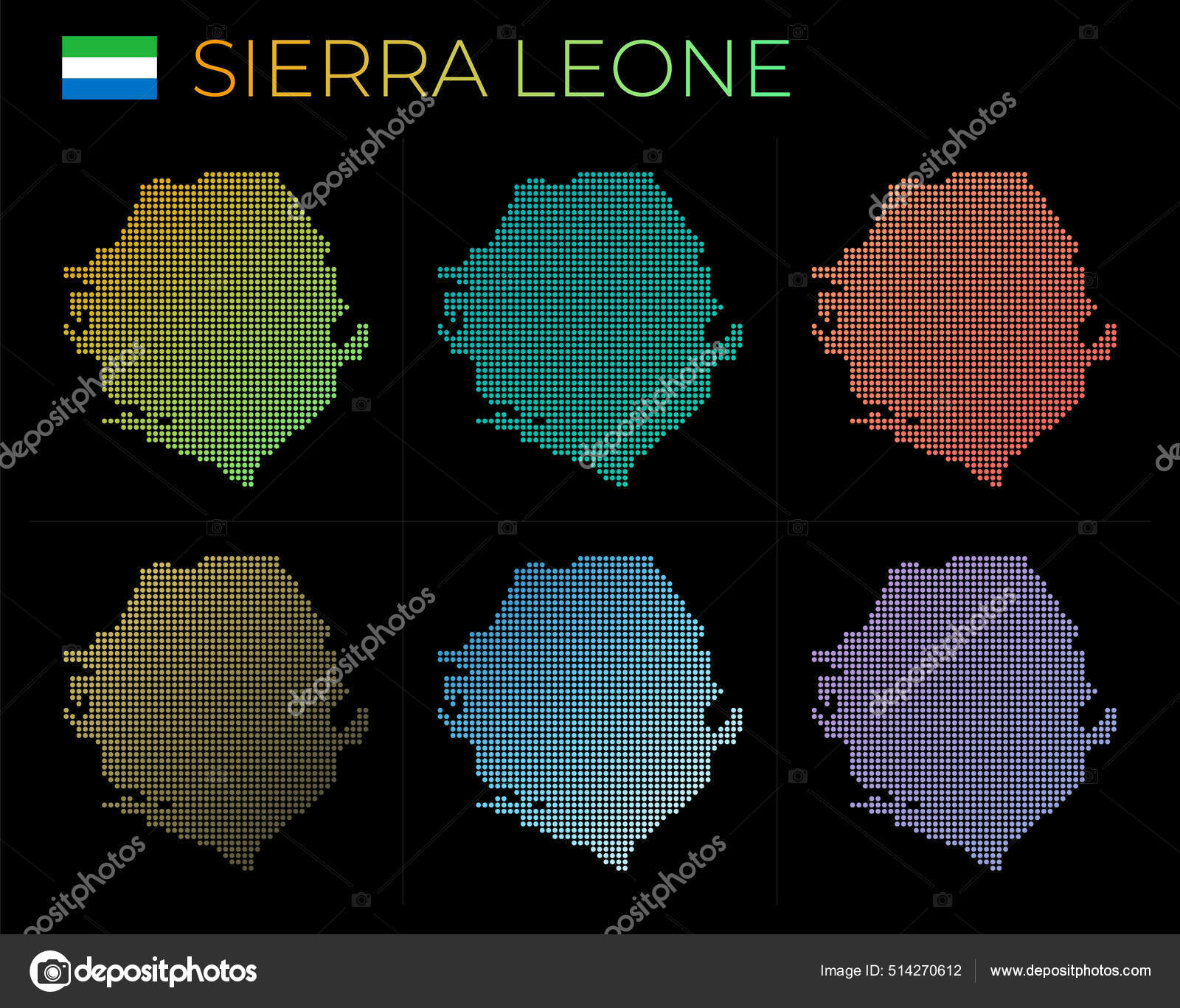Sierra Leone dotted map set Map of Sierra Leone in dotted style Borders ...