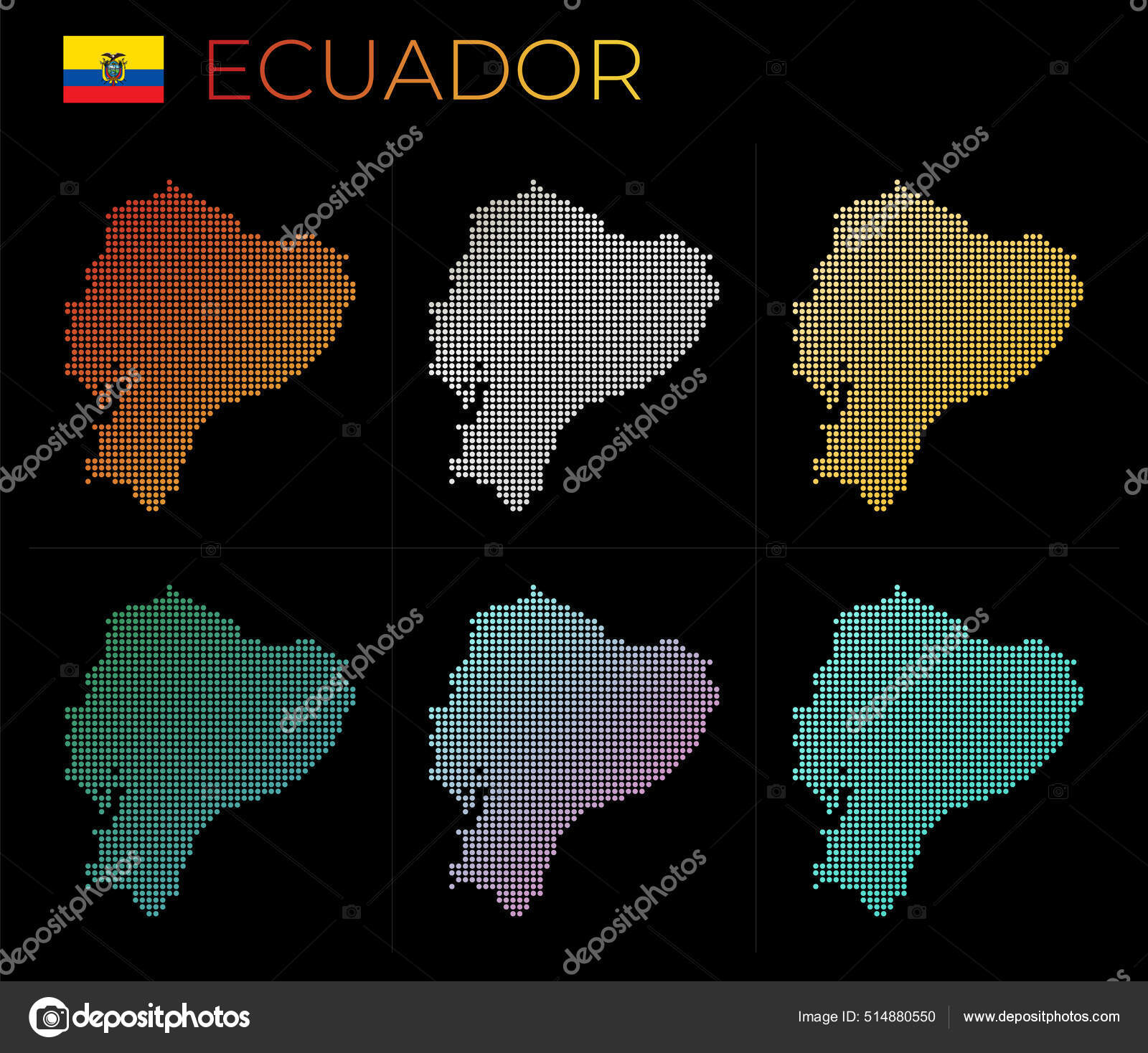 Ecuador dotted map set Map of Ecuador in dotted style Borders of the ...
