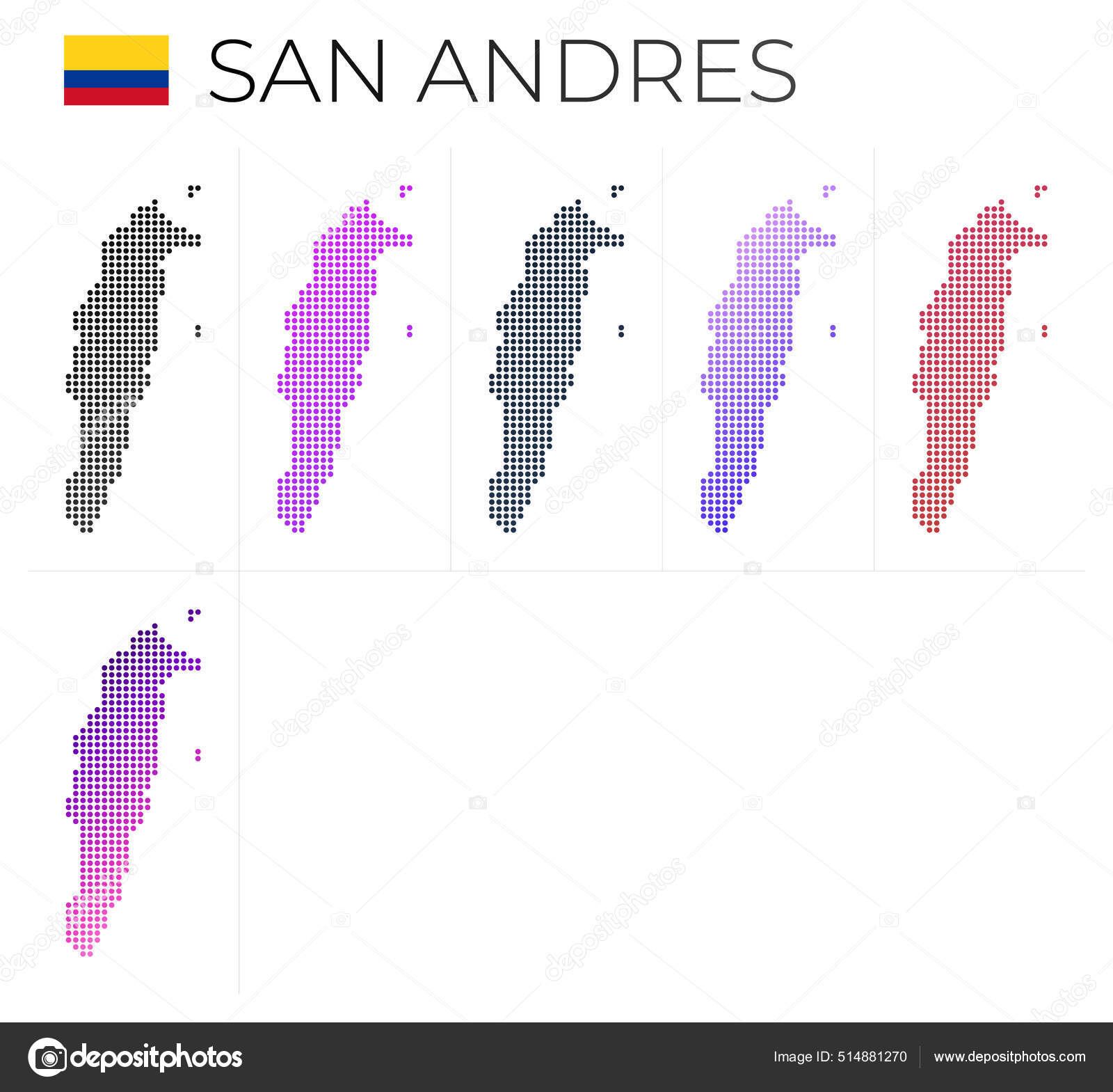 San Andres dotted map set Map of San Andres in dotted style Borders of ...