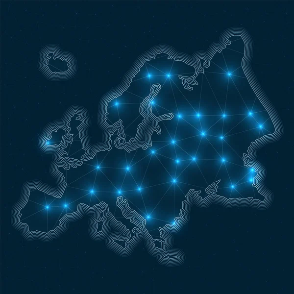 Europe icon Network map of the continent Round Europe sign with ...
