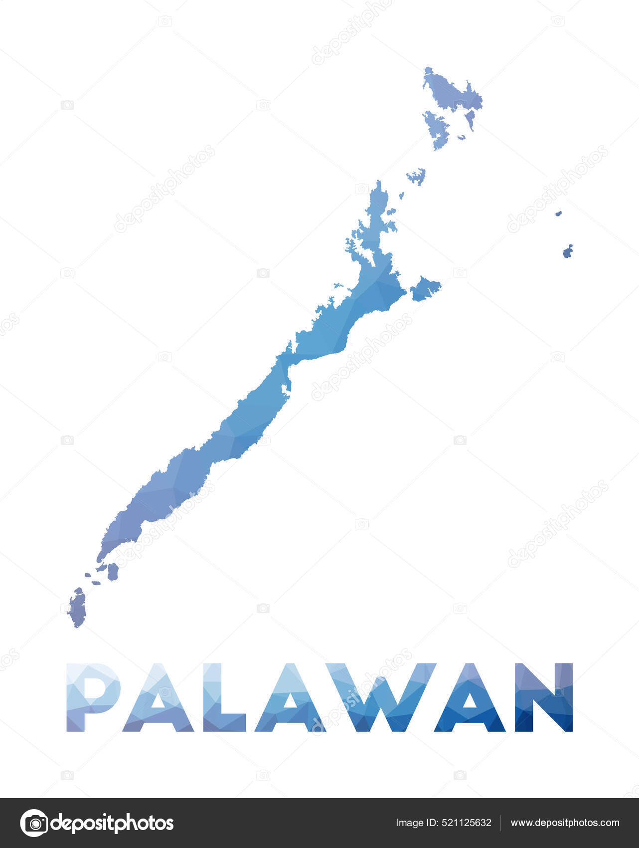 Low poly map of Palawan Geometric illustration of the island Palawan ...