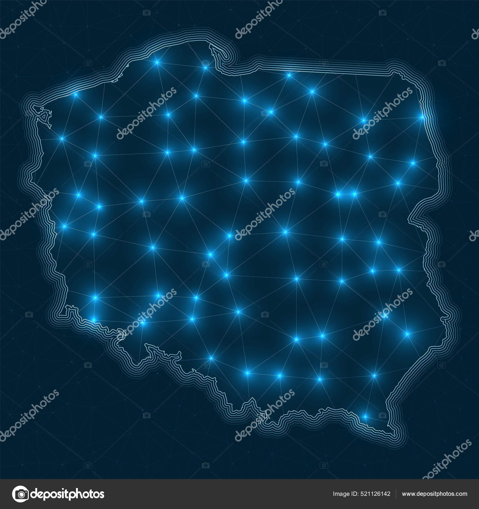 Poland network map Abstract geometric map of the country Digital ...
