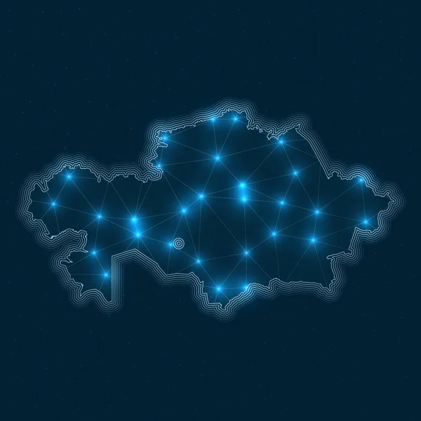 Montenegro network map Abstract geometric map of the country Digital connections and Stock ...