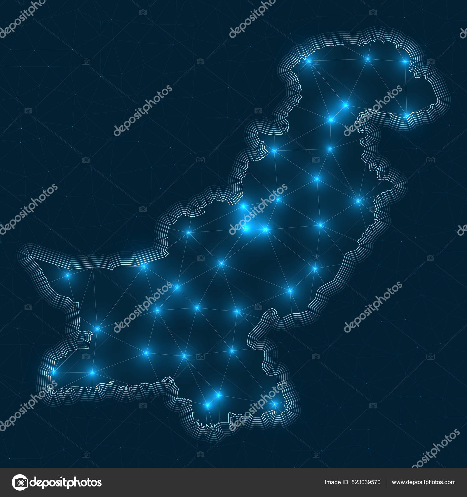 Pakistan network map Abstract geometric map of the country Digital connections and Stock Vector ...