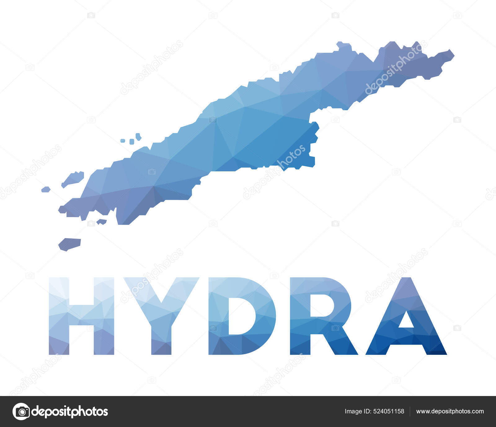 Low poly map of Hydra Geometric illustration of the island Hydra ...