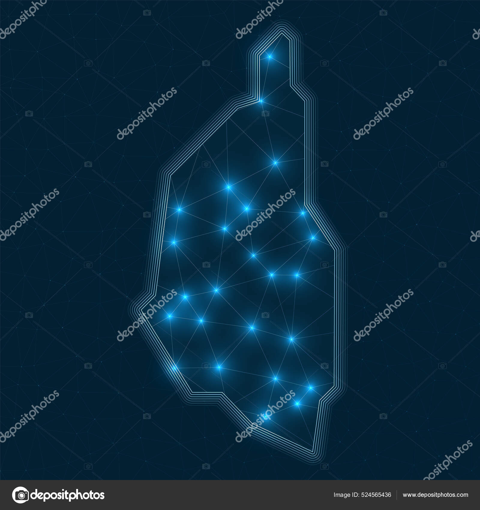 Penang Island network map Abstract geometric map of the island Digital ...