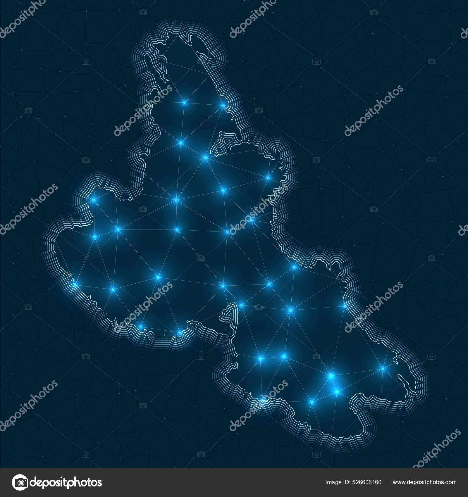 Krk network map Abstract geometric map of the island Digital ...
