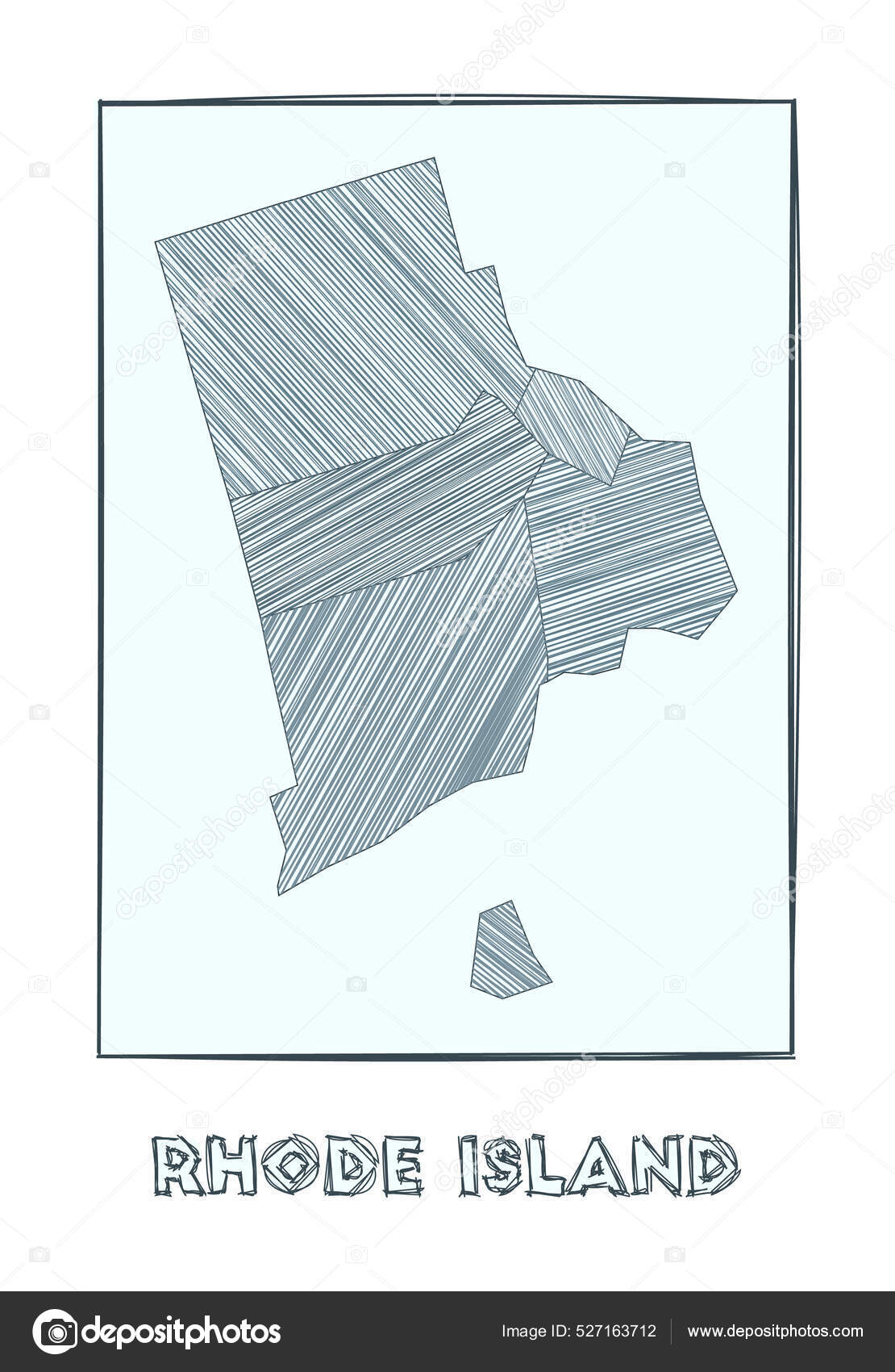 Sketch map of Rhode Island Grayscale hand drawn map of the us state ...