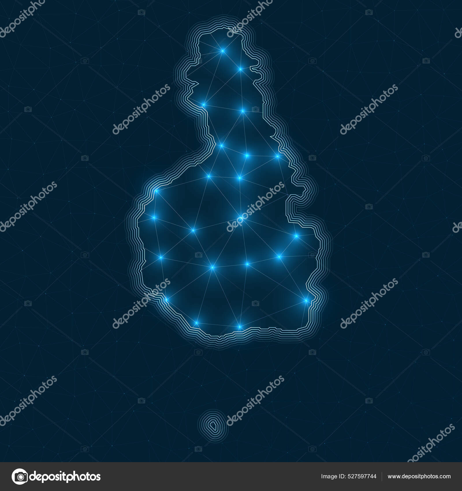 Tioman Island network map Abstract geometric map of the island Digital ...