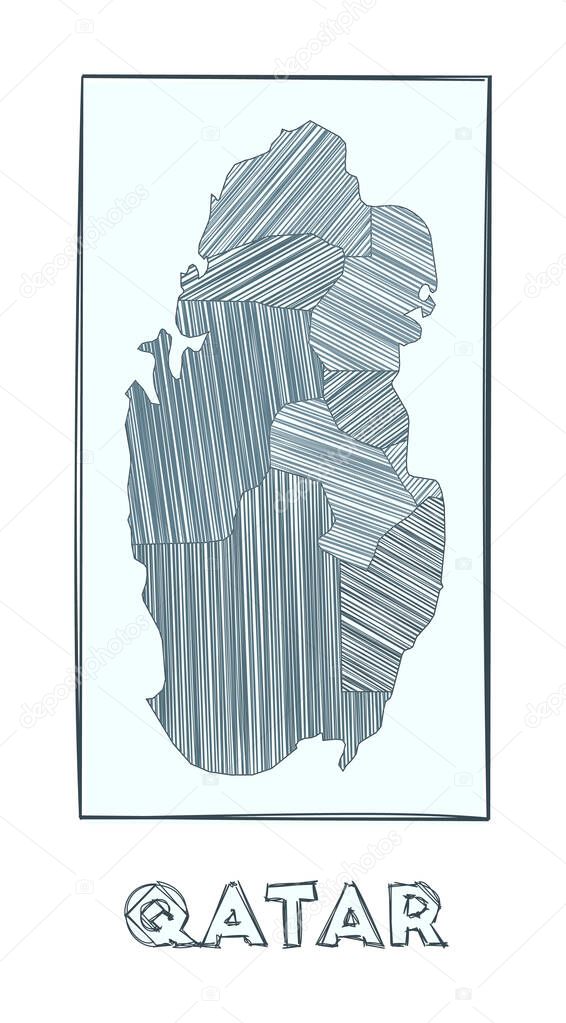 Sketch map of Qatar Grayscale hand drawn map of the country Filled ...