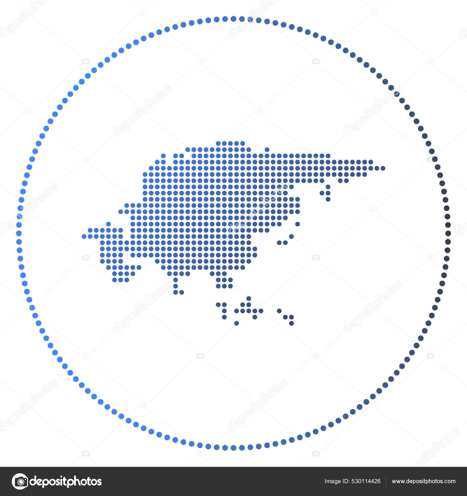 Asia digital badge Dotted style map of Asia in circle Tech icon of the ...