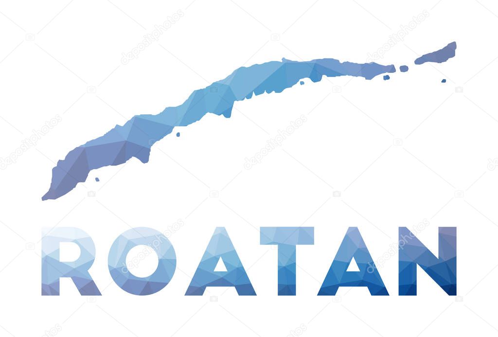 Mapa polivinílico bajo de Roatán Ilustración geométrica de la isla Mapa ...