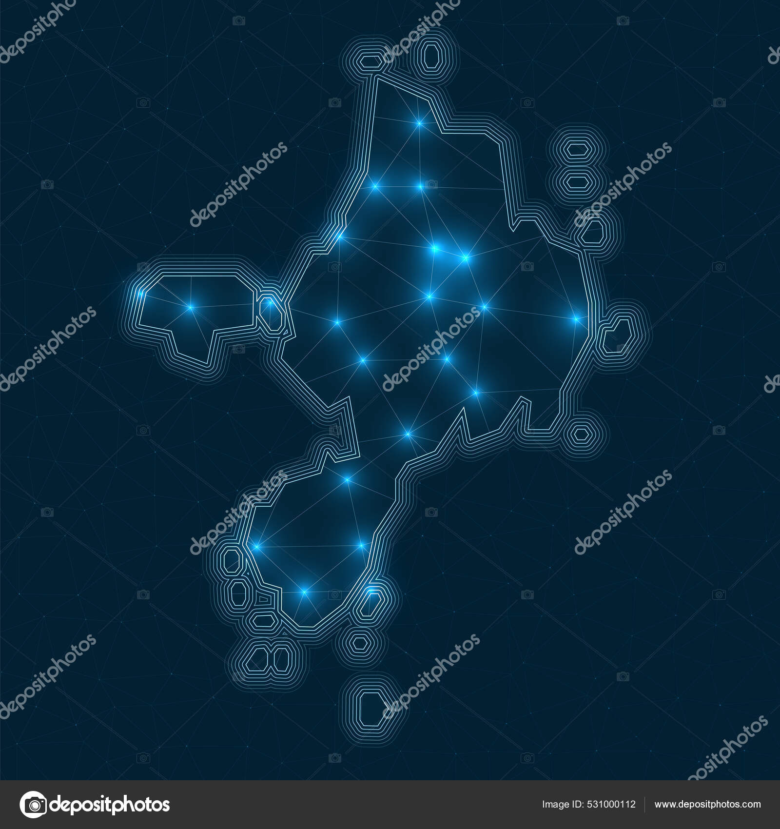 Sark network map Abstract geometric map of the island Digital ...