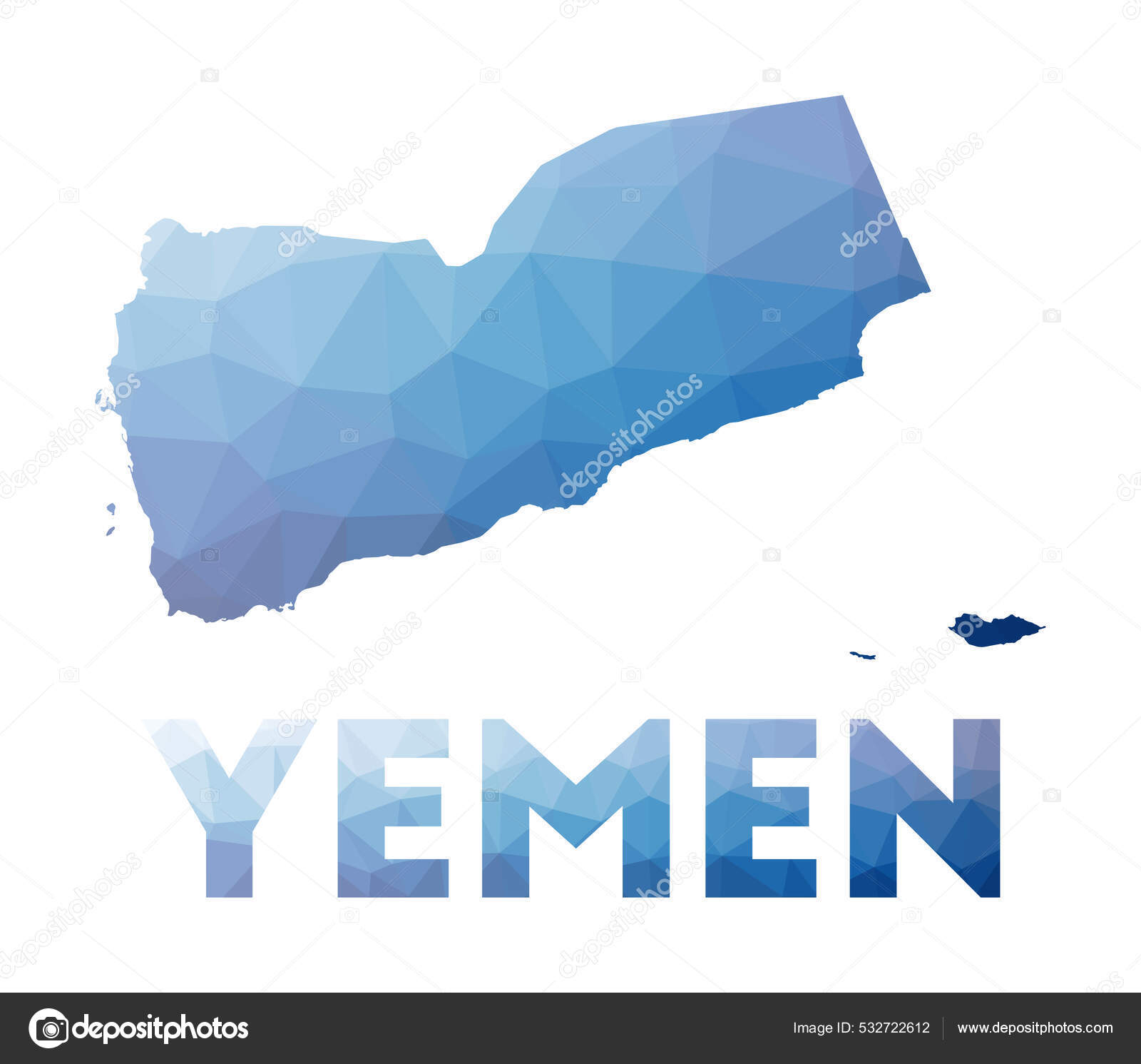 Low poly map of Yemen Geometric illustration of the country Yemen ...