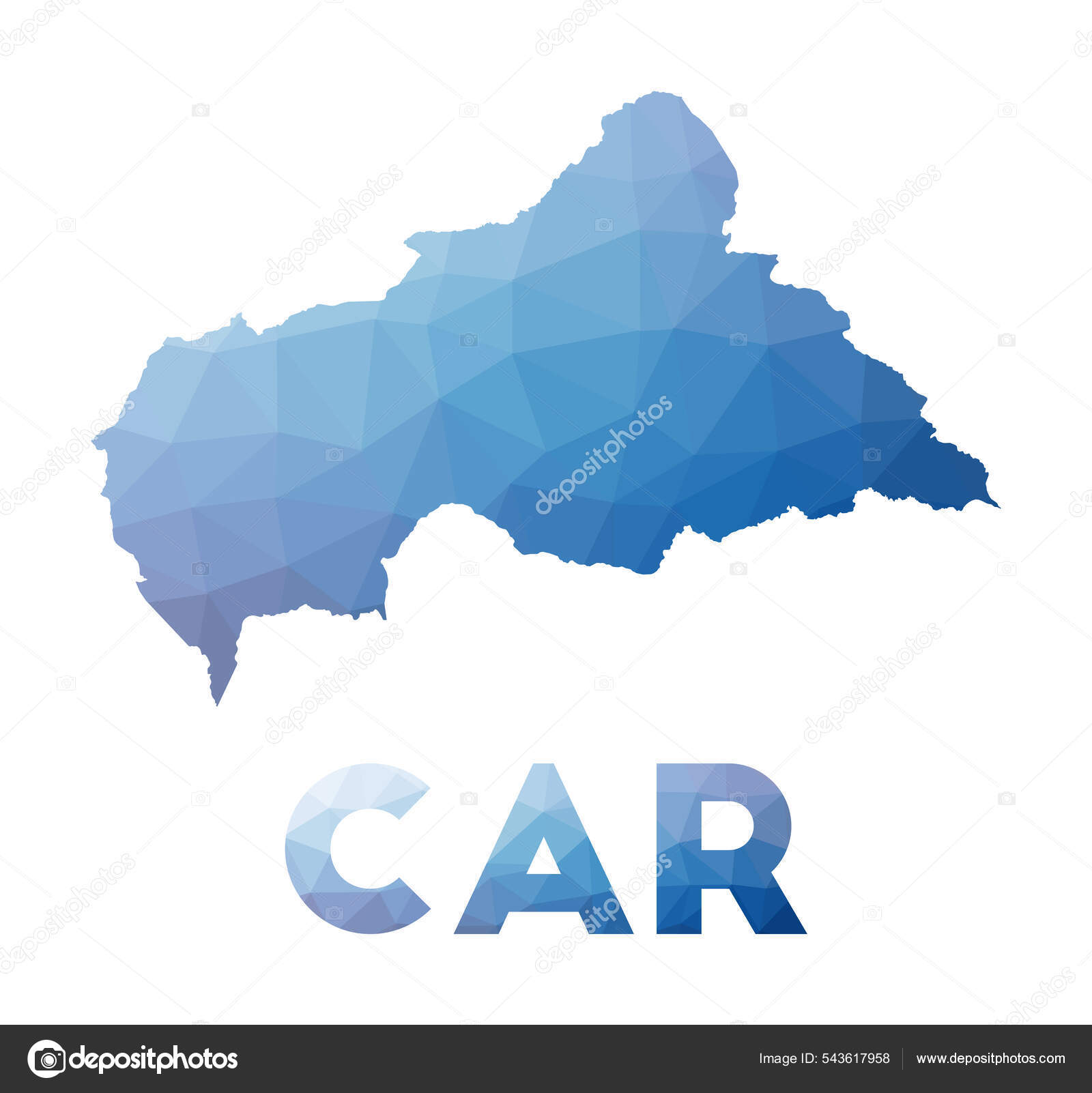 Mapa poli baixo de CAR ilustração geométrica do país Mapa poligonal CAR ...