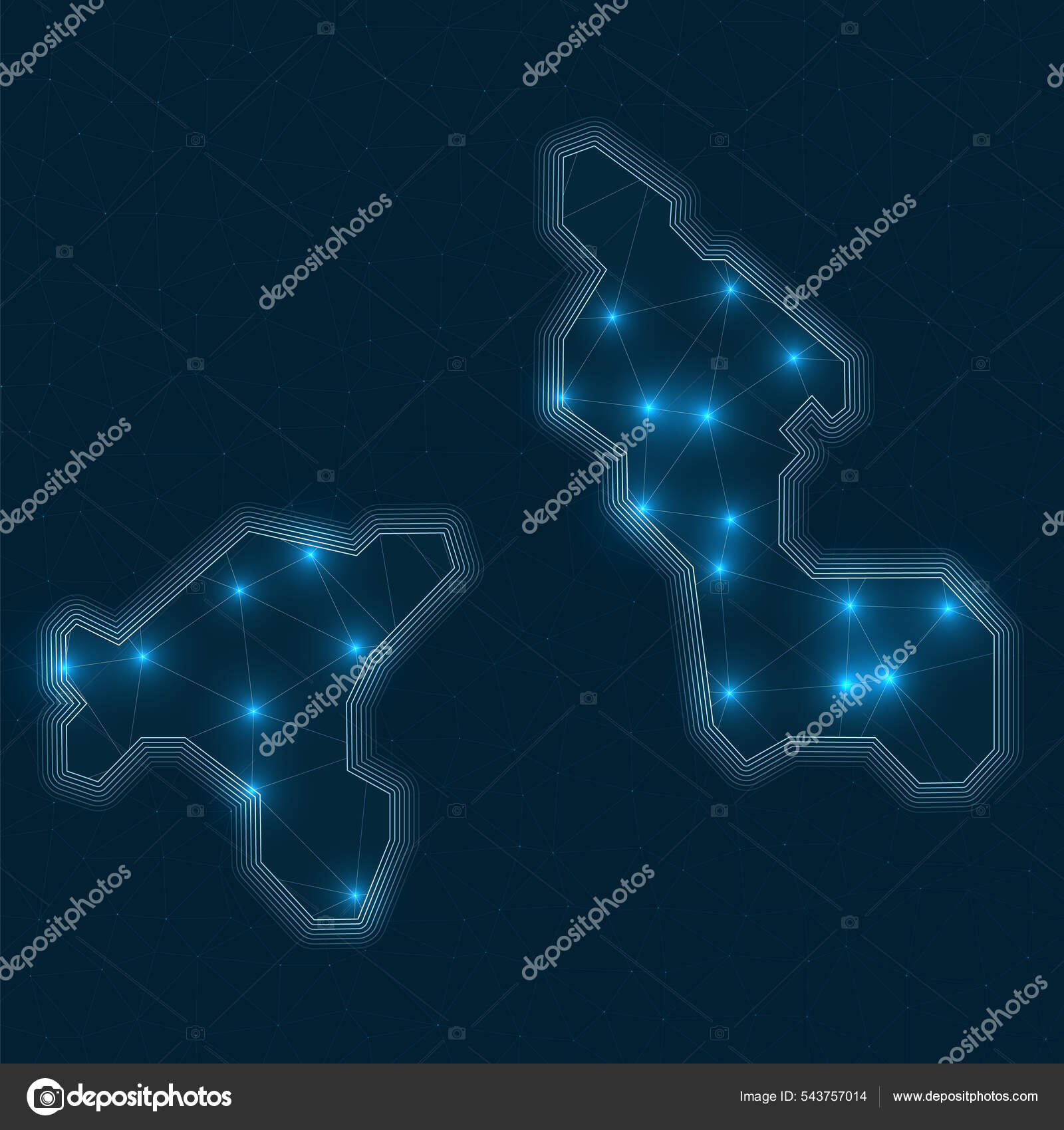 Cooper Island network map Abstract geometric map of the island Digital ...
