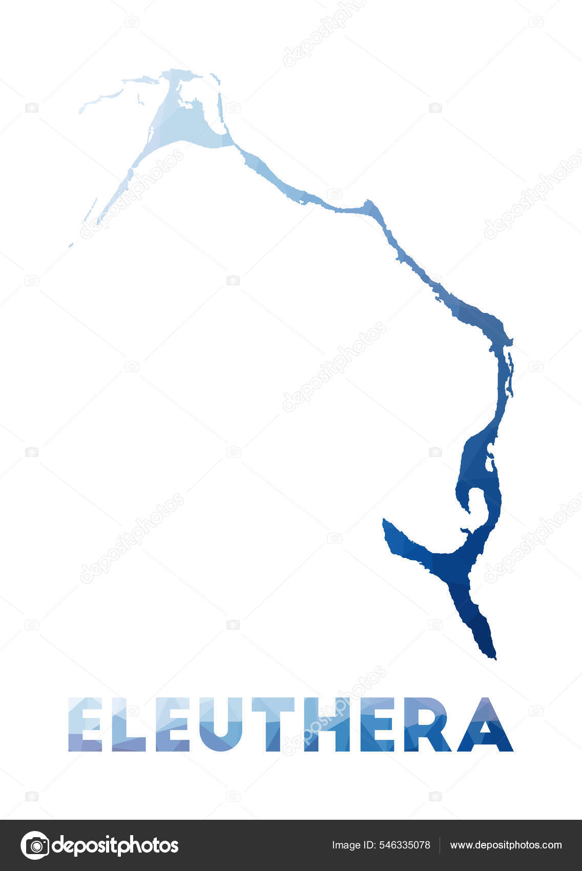 Mapa geométrico de la isla Eleuthera Mapa poligonal de Eleuthera Vector ...