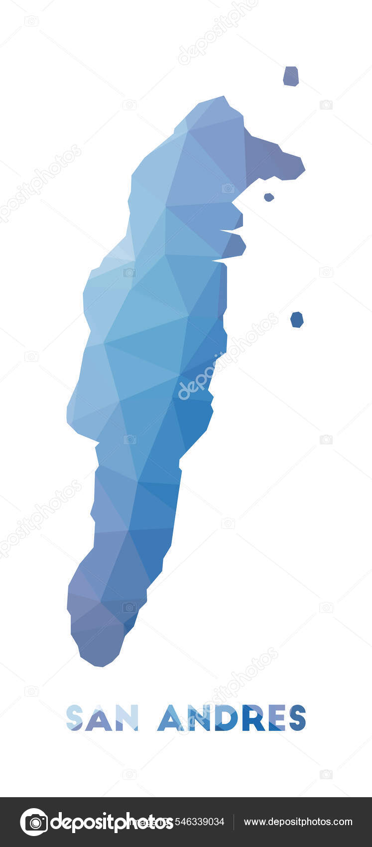 Low poly map of San Andres Geometric illustration of the island San ...